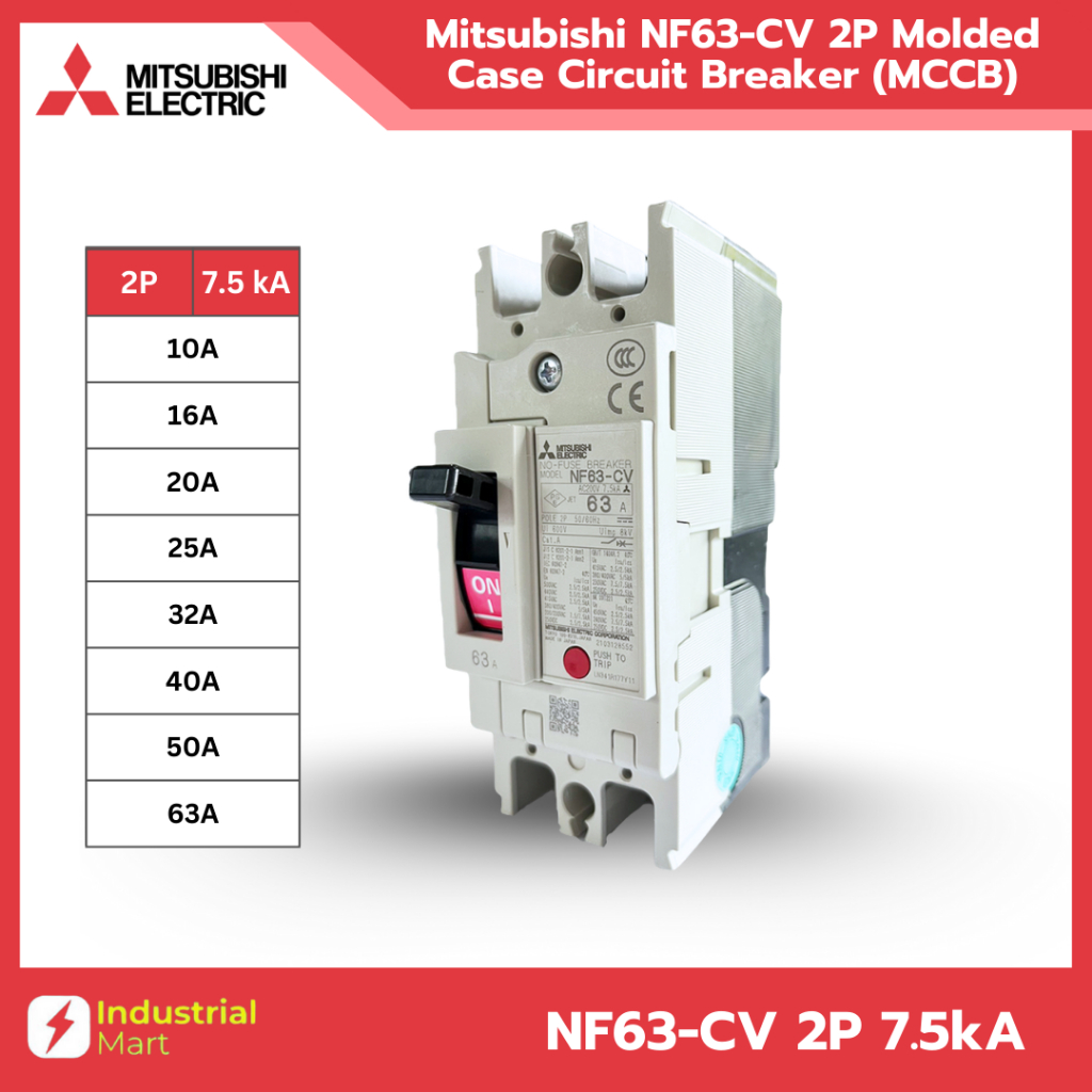Mitsubishi NF63-CV 2P Molded Case Circuit Breaker (MCCB) เบรกเกอร์ ...