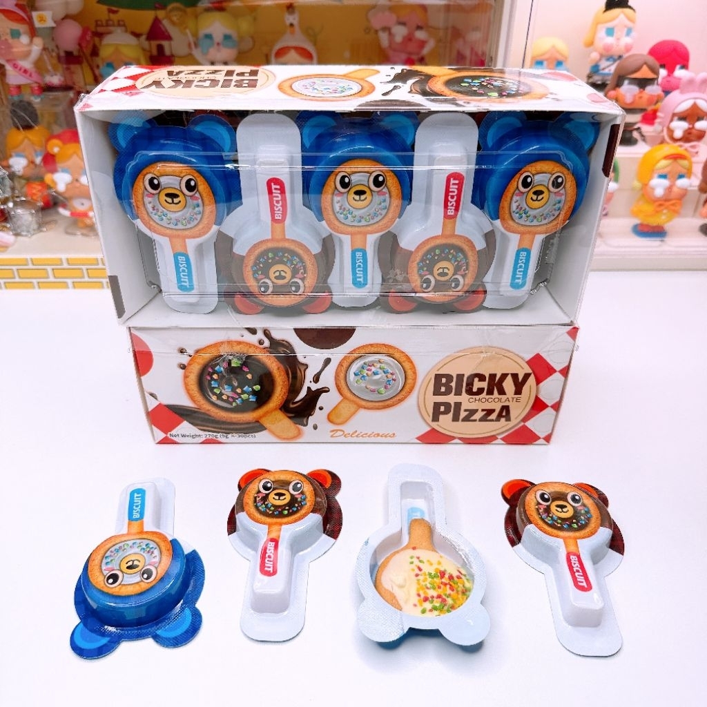 ขนม bicky pizza ขนมบิสกิตหน้าน้องหมี [ 1 กล่อง 30 ชิ้น ] ขนมเด็กฮิต ...