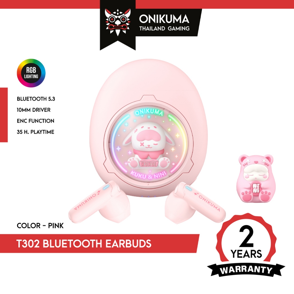 ONIKUMA T302 Wireless Earphones หูฟังบลูทูธ 5.3 True Wireless เคสน่ารัก ...