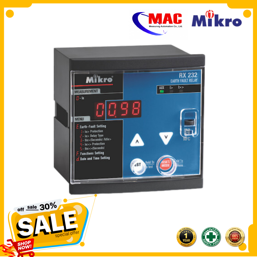 Mikro เอิร์ธฟอร์ท Earth Fault Protection รุ่น RX232-230A อุปกรณ์ป้องกันไฟรั่ว ไฟลัดวงจร | Shopee ...