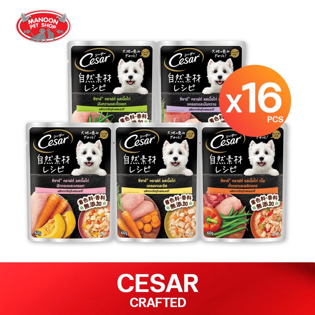[16 PCS] CESAR CRAFT อาหารสุนัขเปียก แบบซอง ซีซาร์ คราฟต์ 60g | Shopee ...