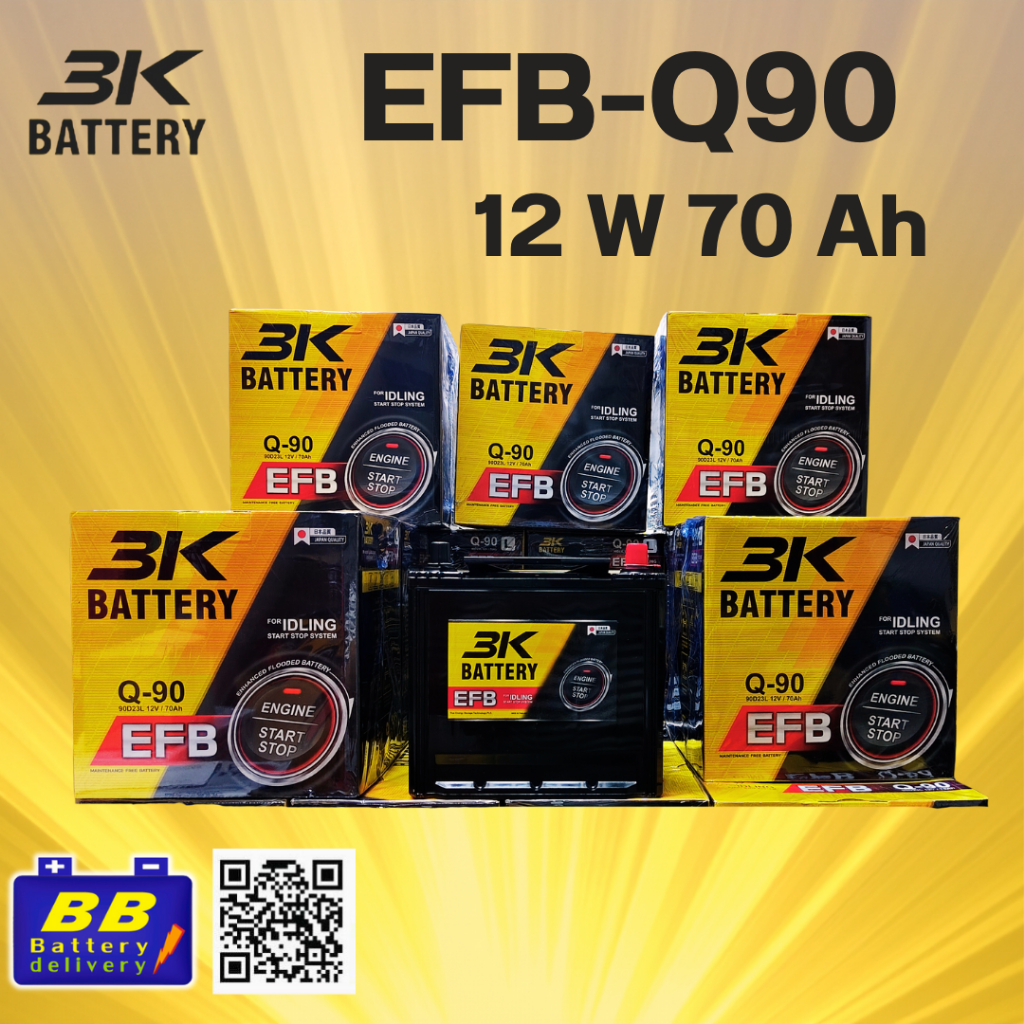 แบตเตอรี่ 3K EFB-Q90 12V 90Ah – เทคโนโลยี EFB พลังสตาร์ทสูง ทนทาน เหมาะ ...