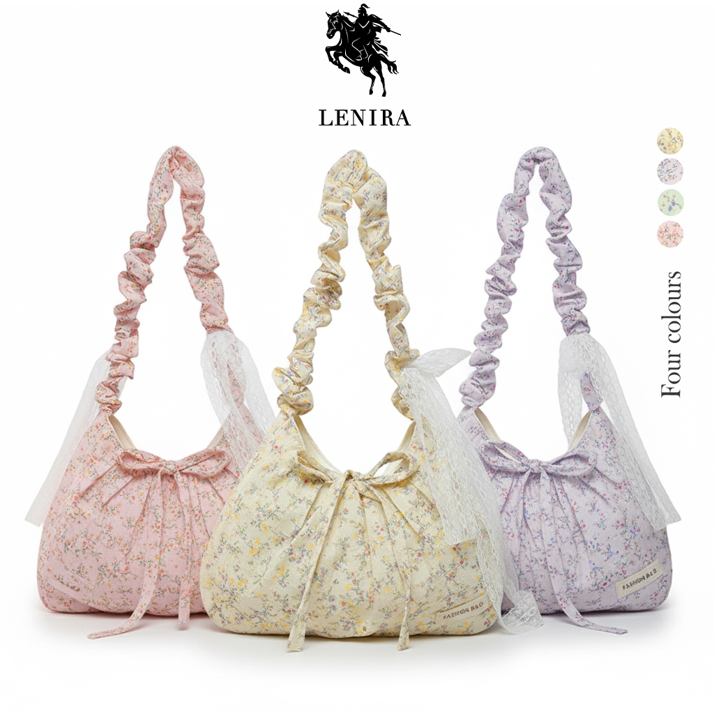 Lenira (B2313) กระเป๋าสะพายไหล่ผ้าฉลุลายดอกไม้ | Shopee Thailand