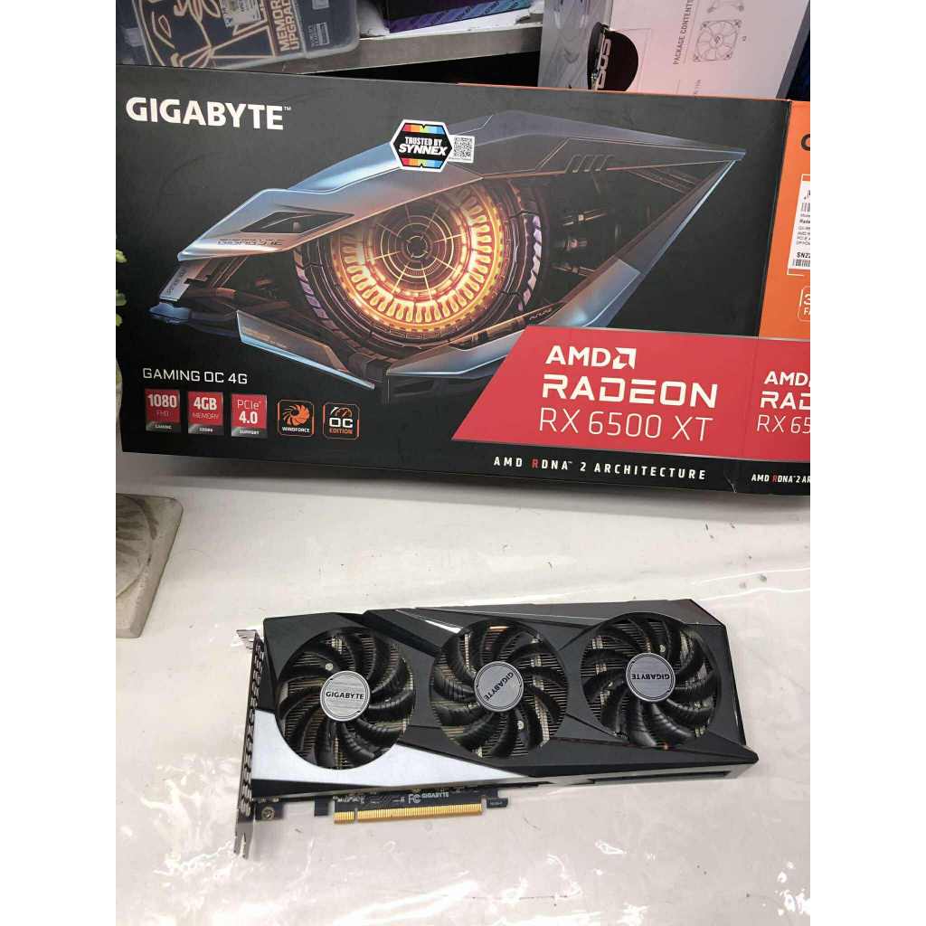 VGA GIGABYTE RADEON RX 6500 XT GAMING OC 4G - 4GB GDDR6) 3fans ครบกล่อง ...