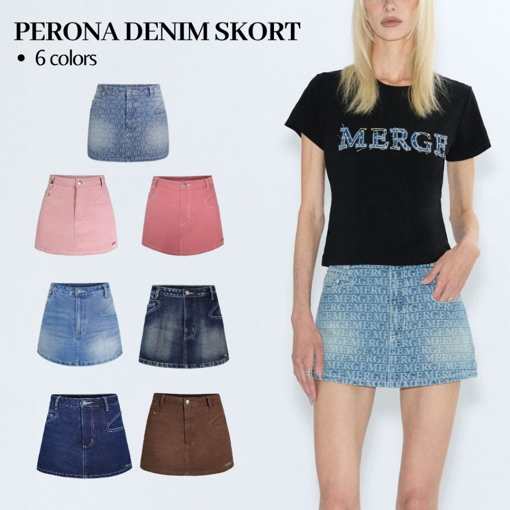 Merge Official - Perona Denim Skort (Text Blue จัดส่ง 08/11) | Shopee ...