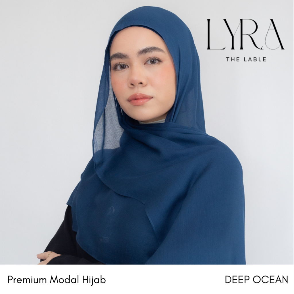 Lyra the Lable Premium Modal Hijab set in DEEP OCEAN ไลร่า พรีเมียมโมด ...