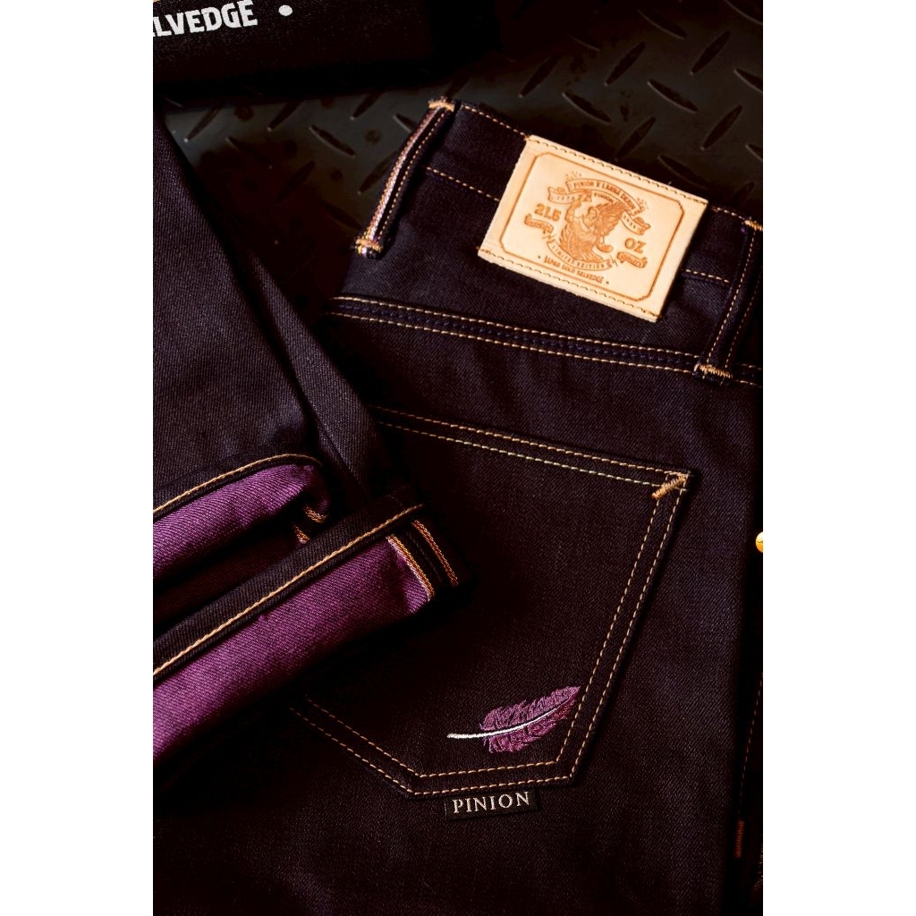 pinion x lanna denim 21.5oz Zeus (ซุส) indigo x purple Japan silver x ...