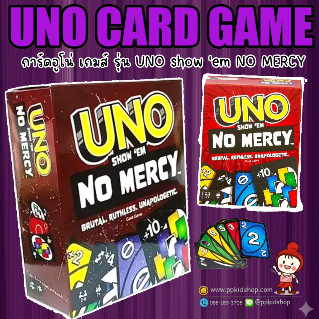 🔥รุ่นสุดโหด🔥UNO card การ์ดอูโน่ เกมส์ รุ่น UNO show 'em NO MERCY (กล่อง ...
