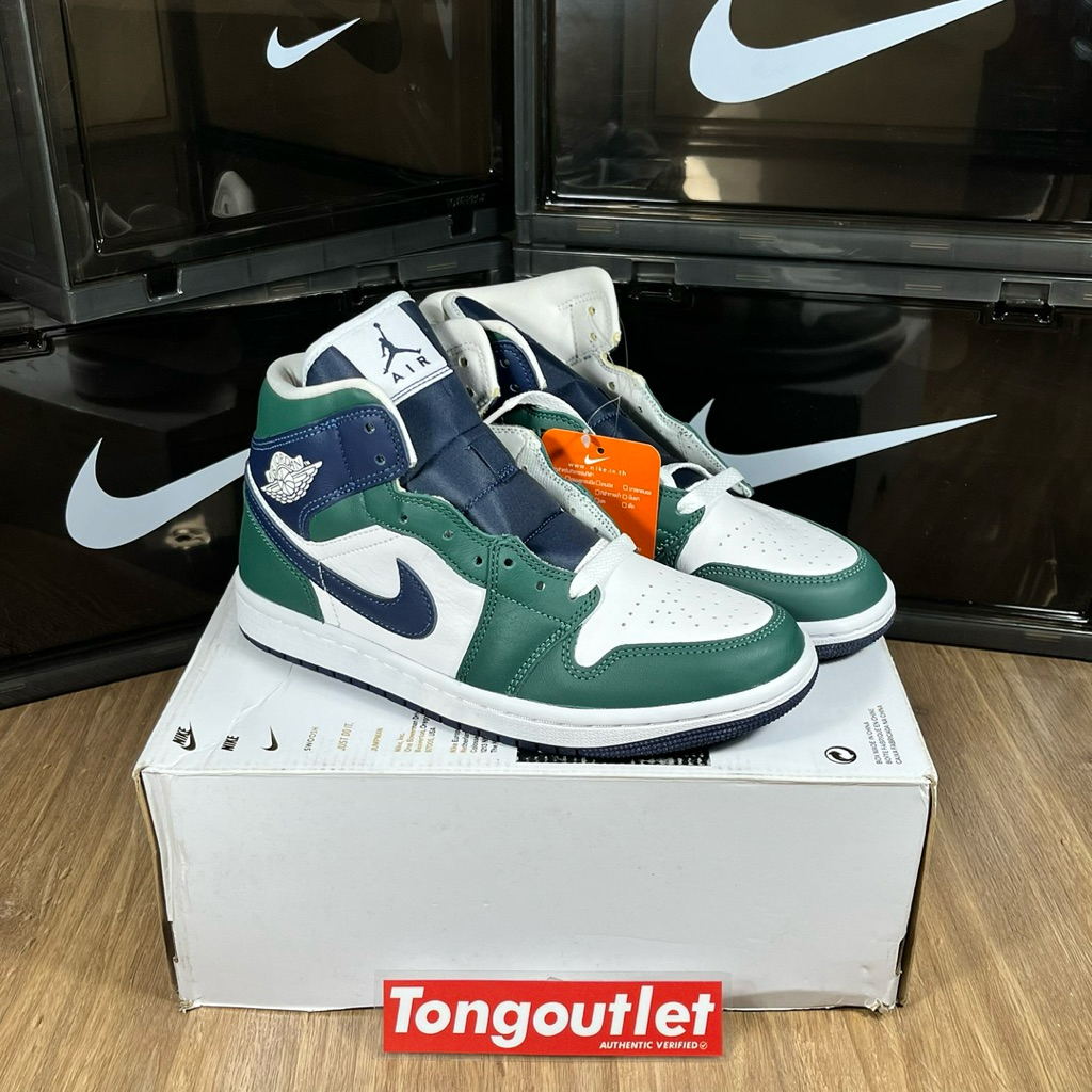 NIKE WMNS AIR JORDAN 1 MID SE SEAHAWKS กล่องตัดฝา แท้100% ป้ายไทย พร้อม ...