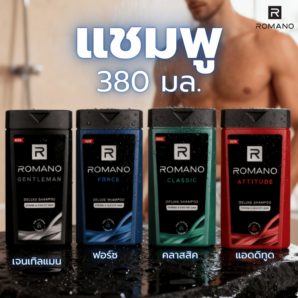 [ROMANO]SHAMPOO 380G โรมาโน่แชมพู 380กรัม (ยาสระผม ผู้ชาย) ผสมวิตามินB5 ...
