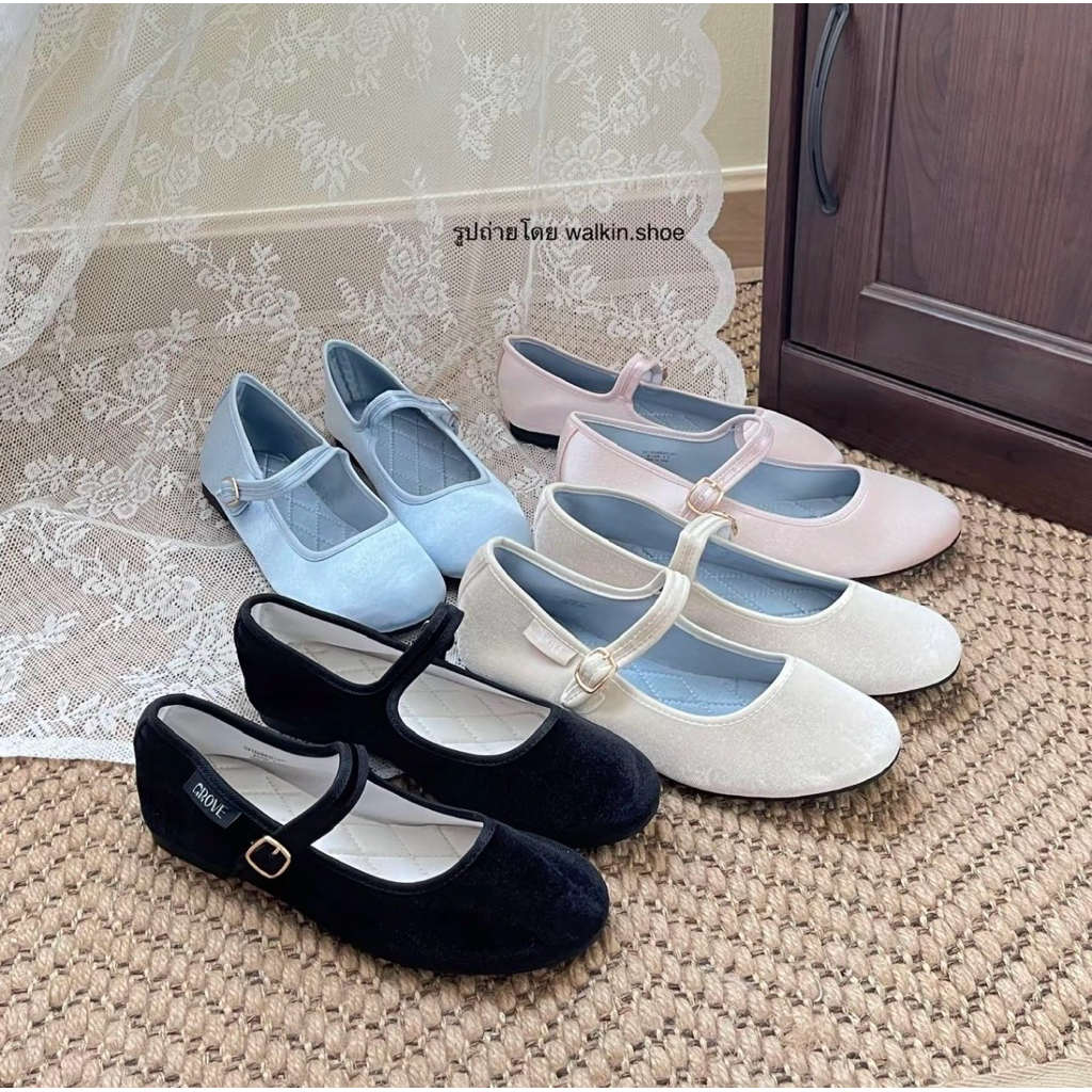 มือ 2 รองเท้าแมรี่เจน Marry Jane สีดำกำมะหยี่ | Shopee Thailand
