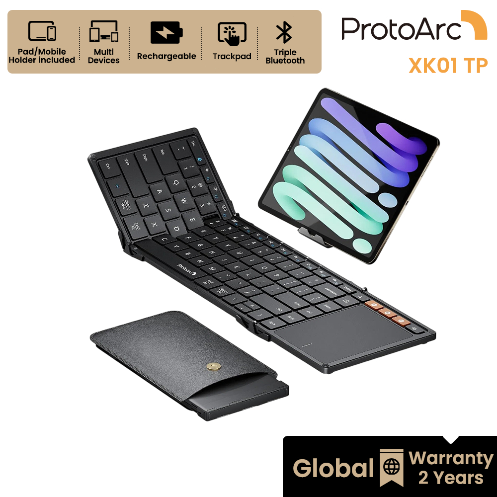 ProtoArc XK01 TP คีย์บอร์ดพับได้ ไร้สาย Bluetooth 3 ช่อง พร้อมทัชแพด ...