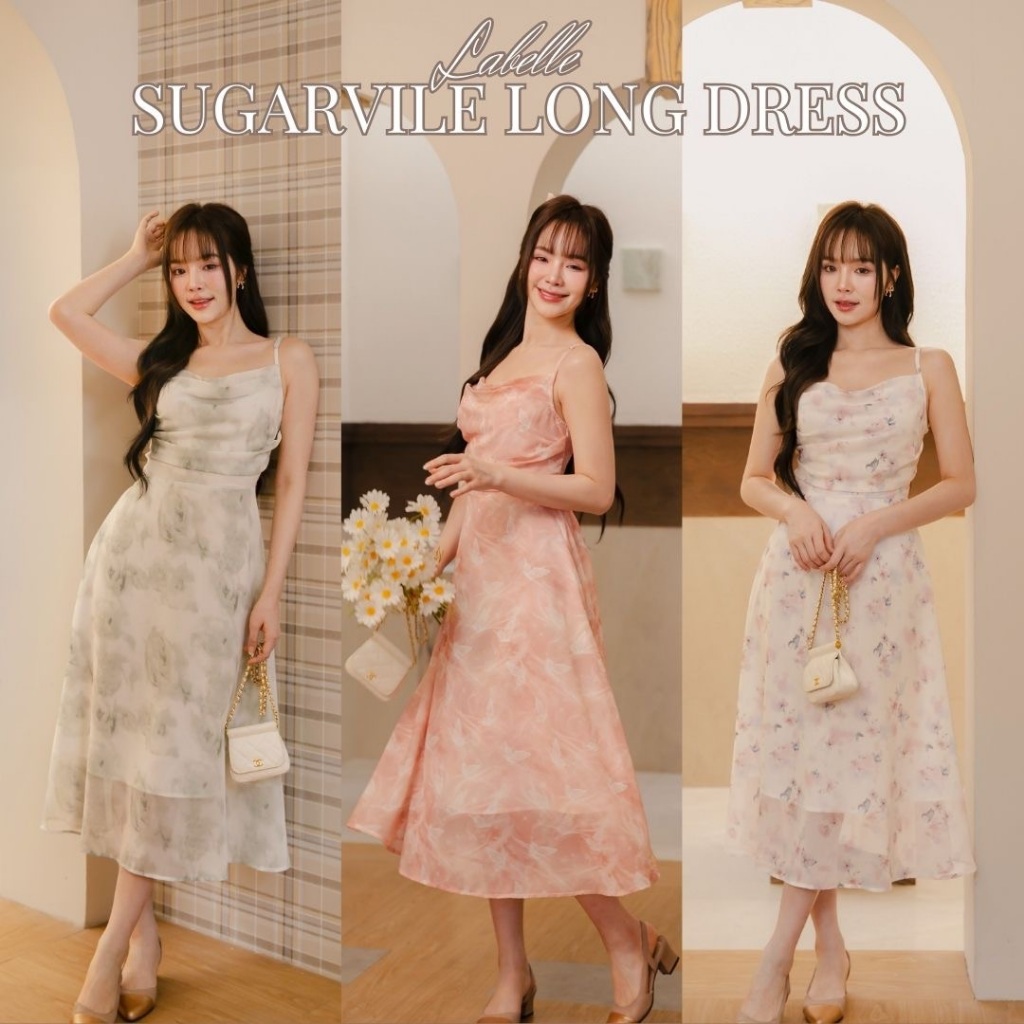 DR0534 LABELLE รุ่น Sugarvile Long Dress เดรสยาวน่ารัก พริ้วๆ | Shopee ...