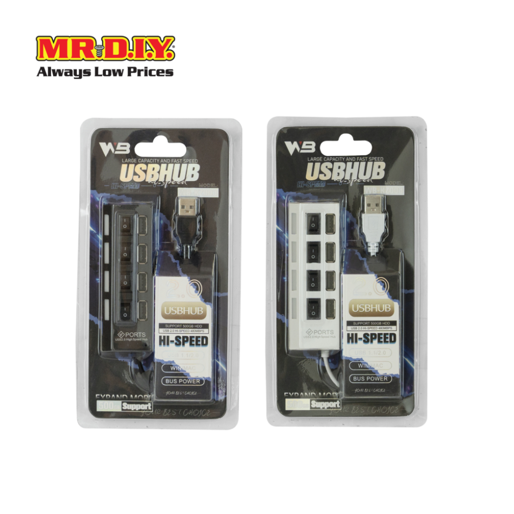 WB อุปกรณ์เพิ่มช่องต่อ USB (USB HUB) จำนวน 4 ช่อง พร้อมสวิตช์เปิด-ปิด ...