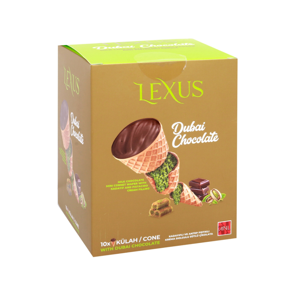 Lexus Dubai Chocolate Wafer Cone 135g มี 10 ซองแยก สินค้าจากตุรกี มีตรา ...