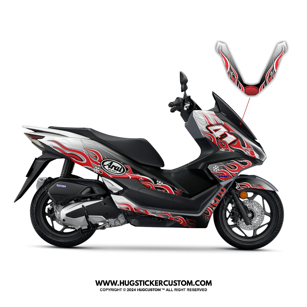 Hugsticker สติ๊กเกอร์ติดรถ สติ๊กเกอร์ PCX 150/PCX 160 ลายไฟ (Arai Fire ...