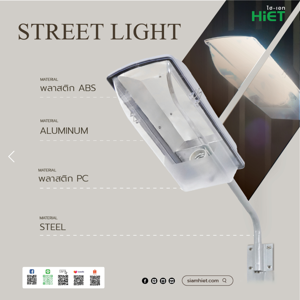 HiET โคมไฟถนนกันน้ำกันฝุ่น Street light cover ใช้คู่กับหลอดไฟแอลอีดี ...