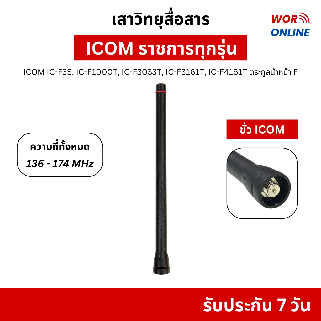 เสาวิทยุสื่อสาร สำหรับ ICOM IC-F3S, IC-F1000T, IC-F3033T, IC-F3161T, IC ...