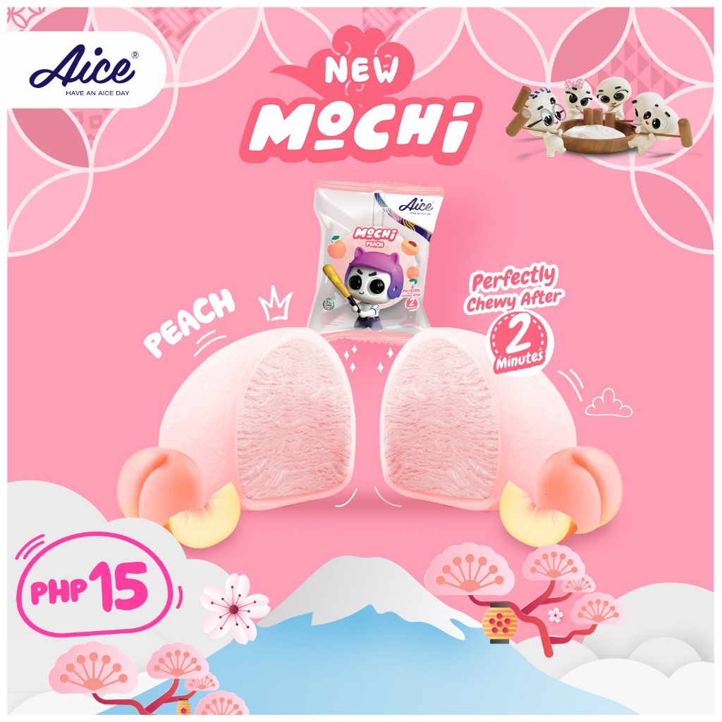 ไอศกรีมโมจิพีช Aice Mochi Peach Stick 45ml (1กล่อง 40ซอง) | Shopee Thailand