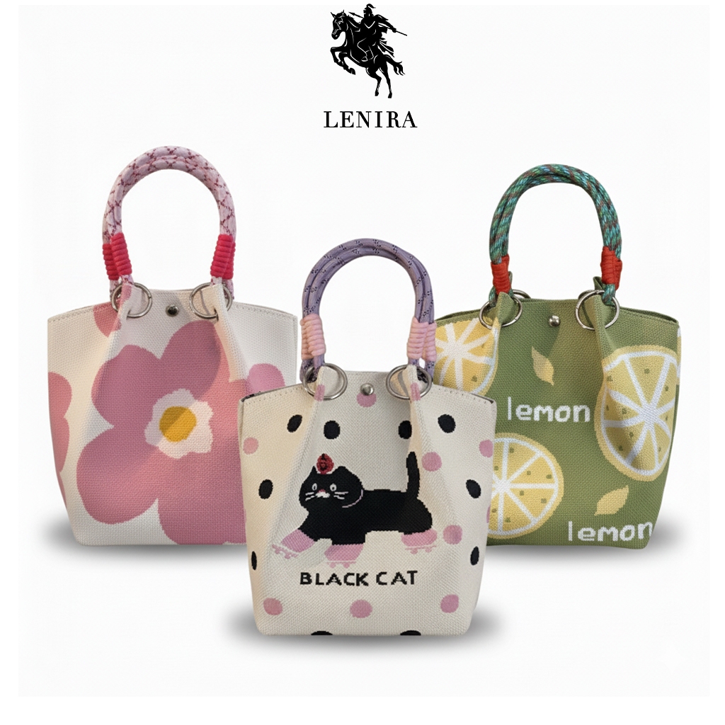 Lenira(B2485) กระเป๋าถือยอดฮิต ถักนิตติ้ง ผ้าไหมพรมมีหลายลาย | Shopee ...
