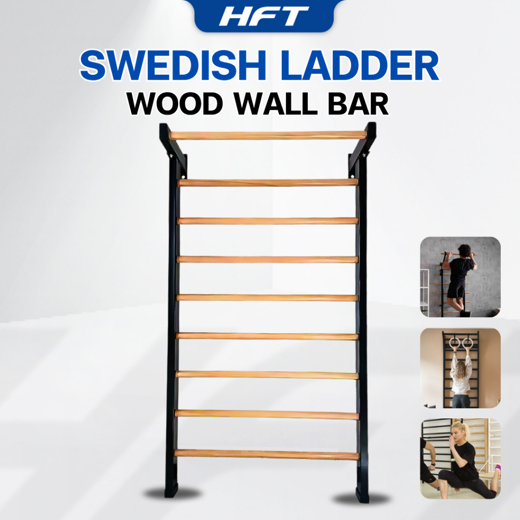 บาร์ไม้ติดผนัง บาร์ไม้ออกกำลังกาย สวีดิชบาร์ พร้อมแร็ค บาร์ยิมนาสติก Stall Wall Bars Swedish ...