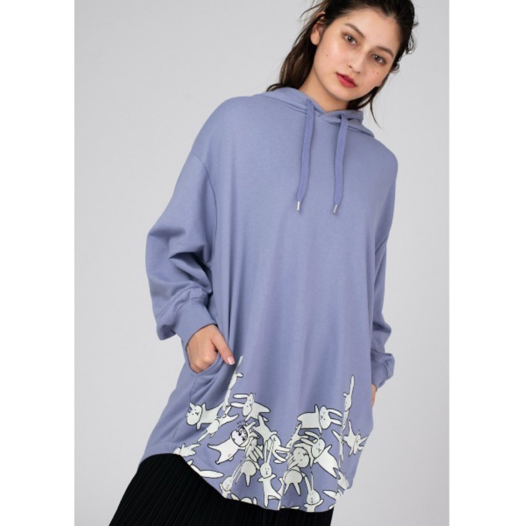 Graniph x Crayon Shin-chan Nene the rabbit Oversized Hoodie งานแบรนด์ ...