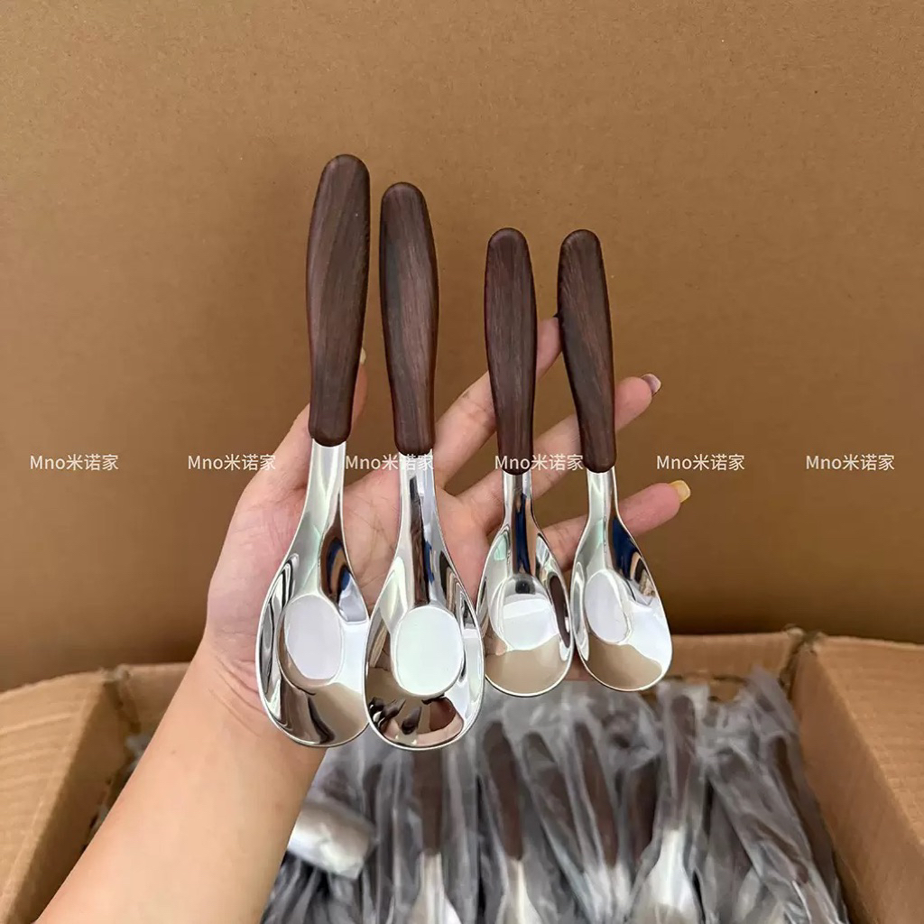 ช้อนด้ามจับไม้ญี่ปุ่นแบบลึกSUS18-10 | Shopee Thailand