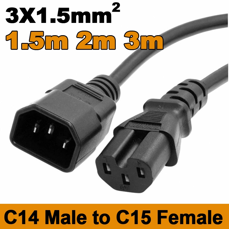 AC Power Cable C14 to C15 ขนาดสาย 3X1.5mm2 10A 250V extension cable C14 ...