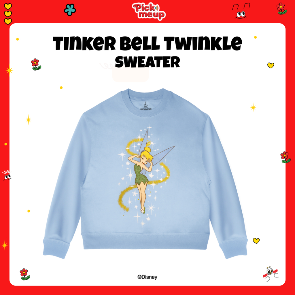 Pick Me Up เสื้อสเวตเตอร์พิมพ์ลาย Tinker Bell สีฟ้า ลิขสิทธิ์ Disney ...