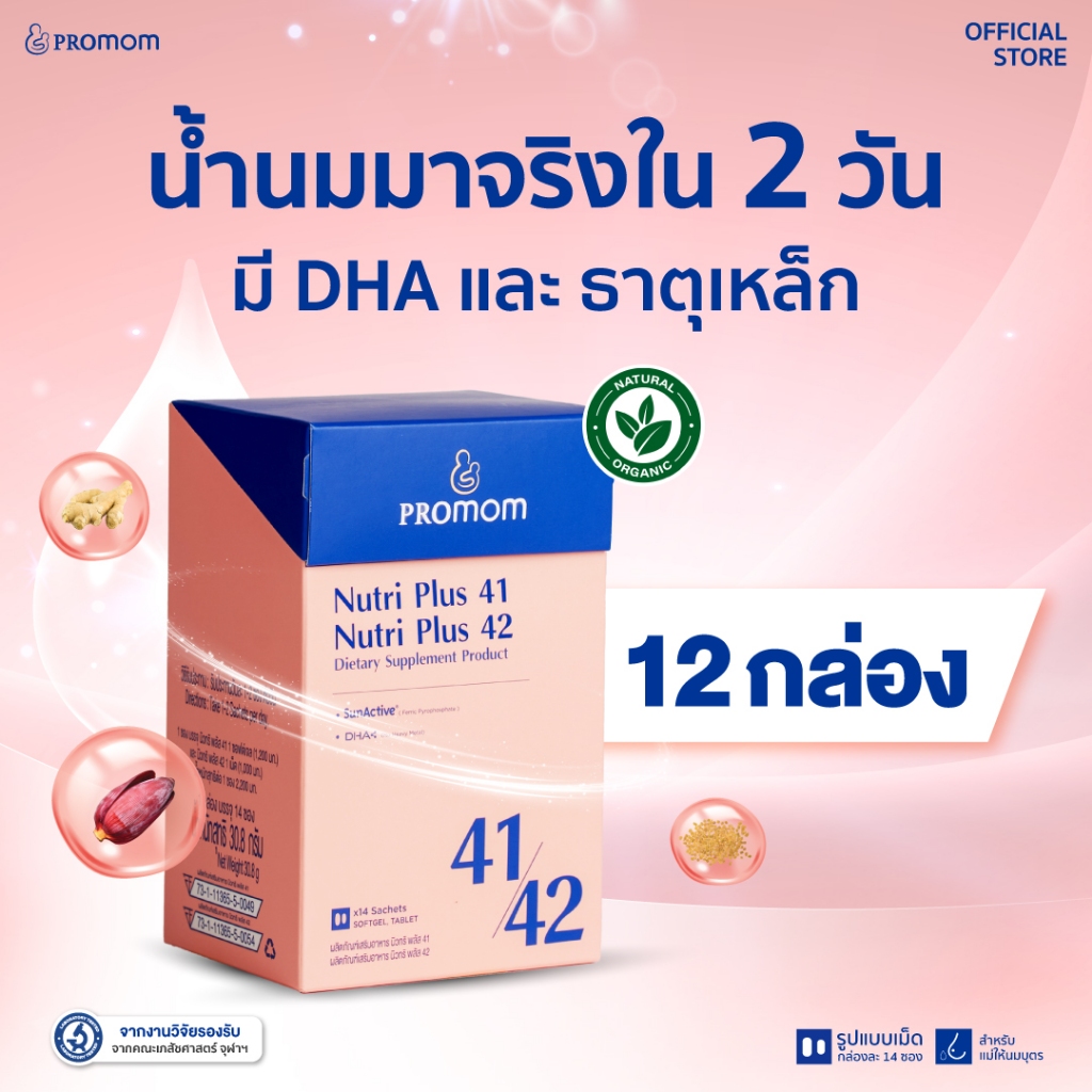 【12 กล่อง】Promom Nutri Plus 41&42 วิตามินรวม สำหรับคุณแม่หลังคลอด ...