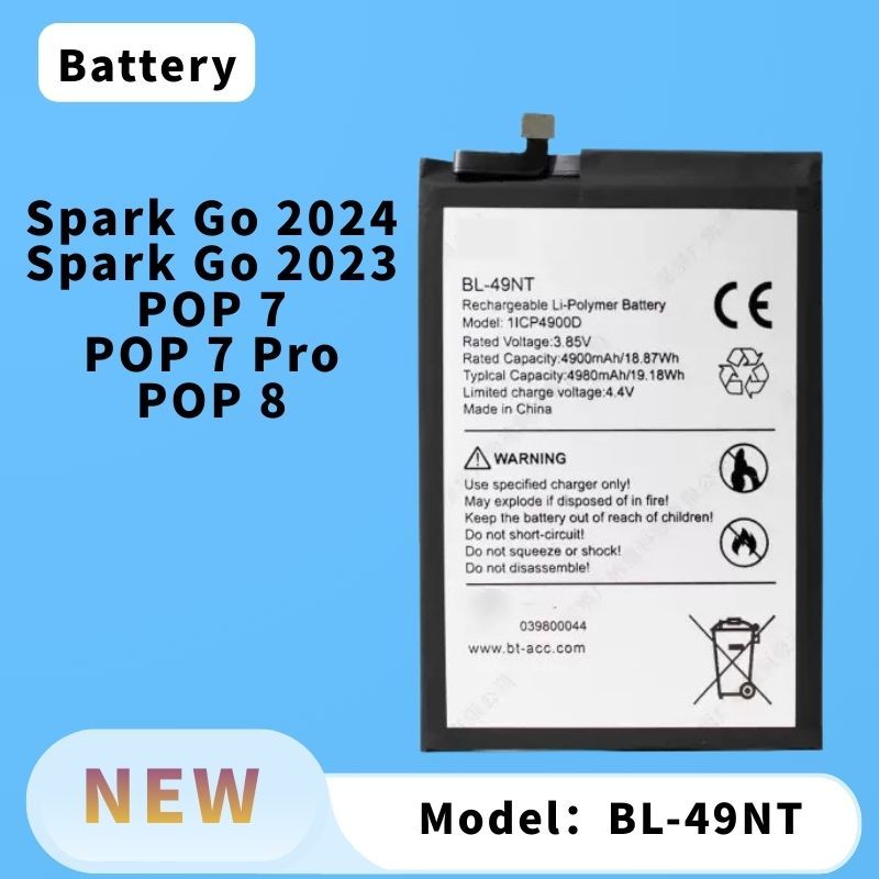 แบต แบตเตอรี่มือถือ TECNO Spark Go 2024 2023 , POP 7 , POP 8 , POP7 Pro ...