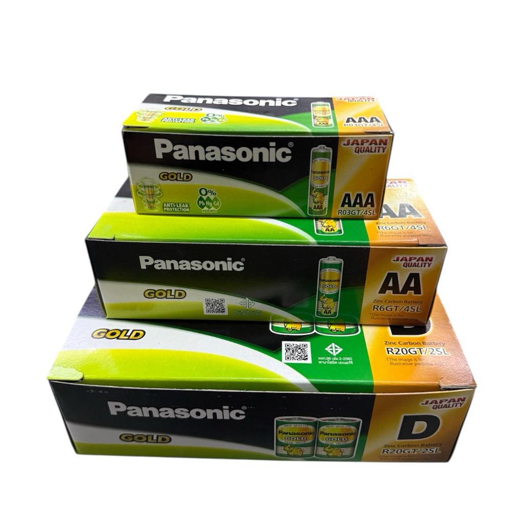 (ยกกล่อง) ถ่านไฟฉาย Panasonic Gold ของแท้ | AA / AAA / D | Zinc Carbon ...