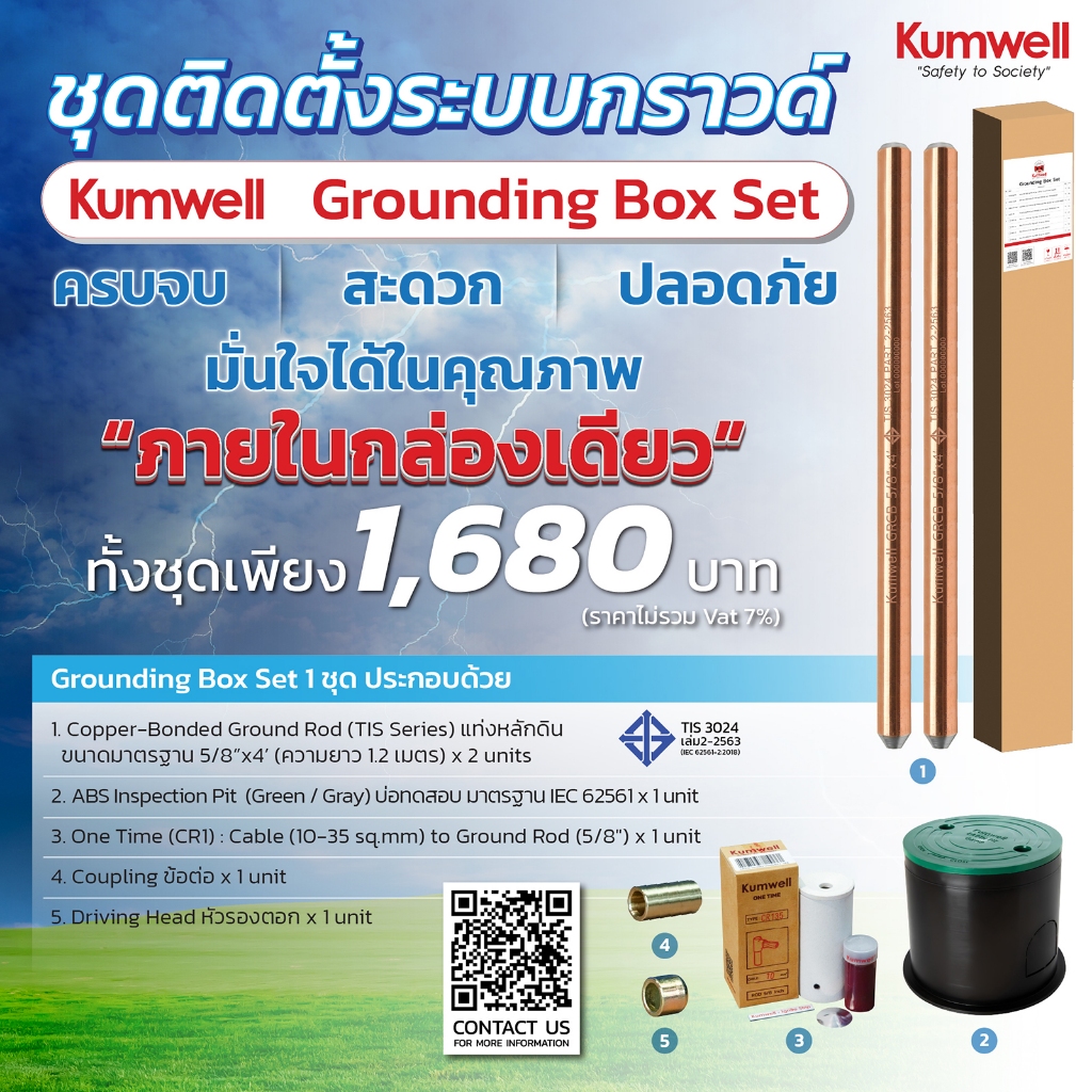 ชุดติดตั้งระบบกราวด์ Kumwell Grounding Box Set | Shopee Thailand