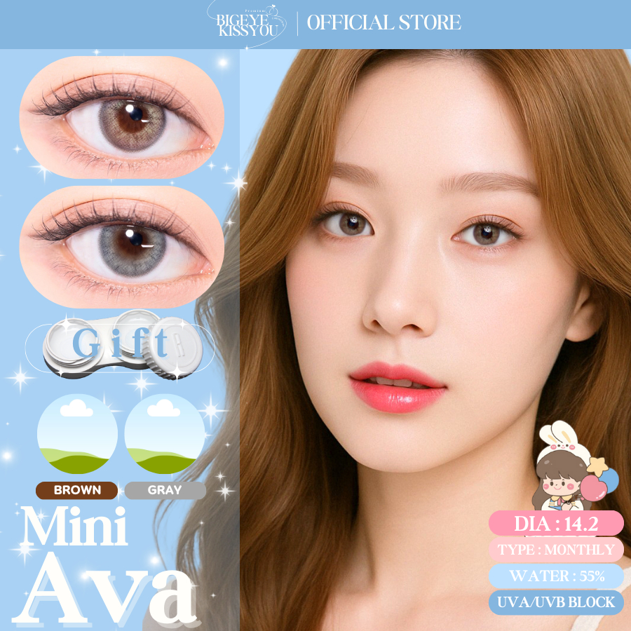 คอนแทคเลนส์(มินิ) Mini Ava Brown / Gray (Kitty Kawaii) ⭐️ลายฮิต ขายดี ...