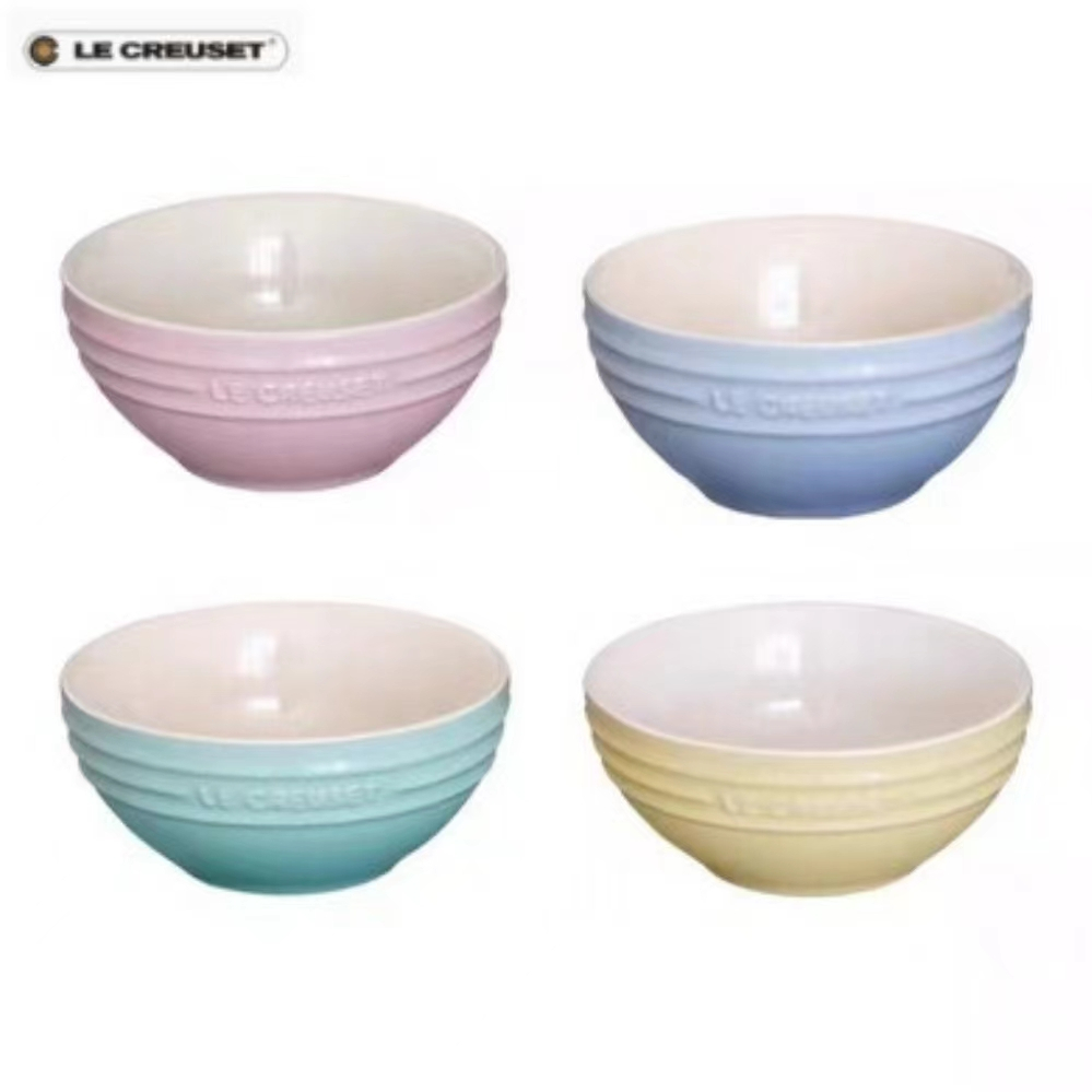 LE CREUSET Rice Bowl Macaroon Ice Cream Bowl Set of 4 Enameled Lovely ...