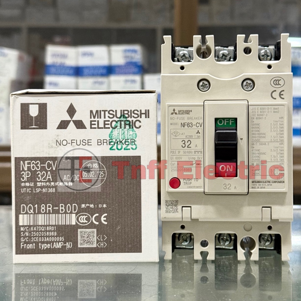Mitsubishi NF63-CV (32A, 40A, 50A, 63A) เซอร์กิต เบรกเกอร์ 3 โพล (3P ...