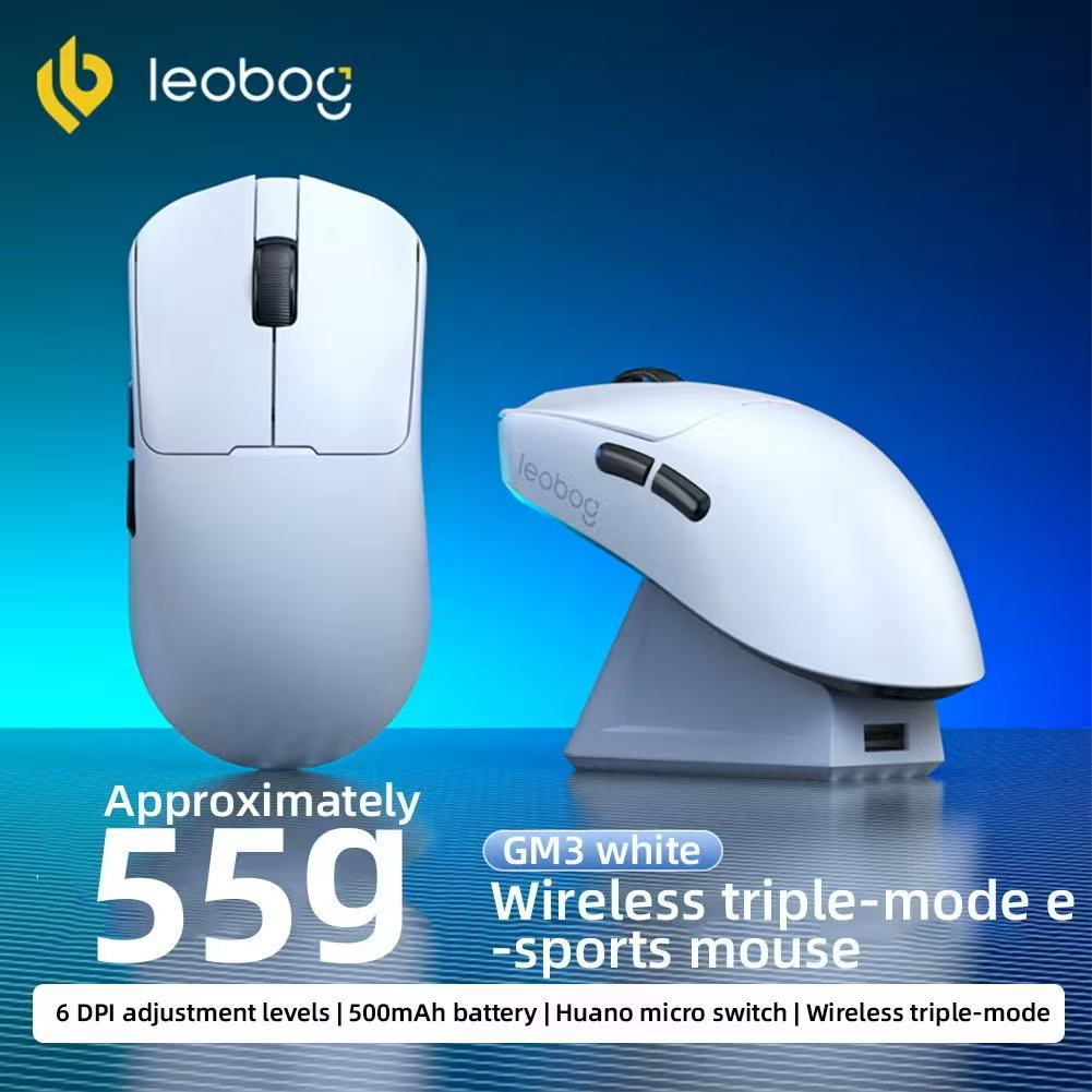 LEOBOG GM3 GM3SE เมาส์ไร้สายแสงอัลตร้า 500mAh ระดับแบตเตอรี่ 6 DPI Tri-Mode รองรับสําหรับเกม ...