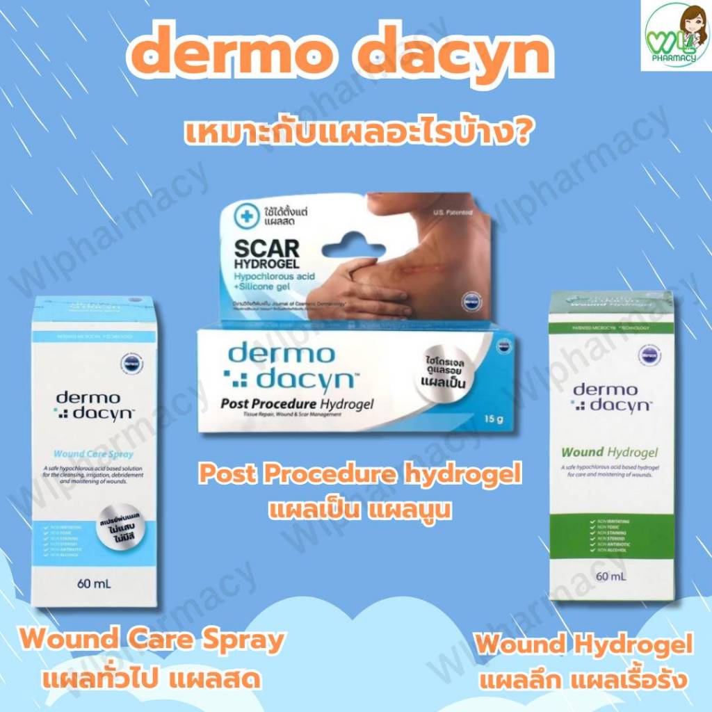 Dermodacyn Wound Spray / Wound Hydrogel / Post Hydrogel สเปรย์ ไฮโดรเจล ...