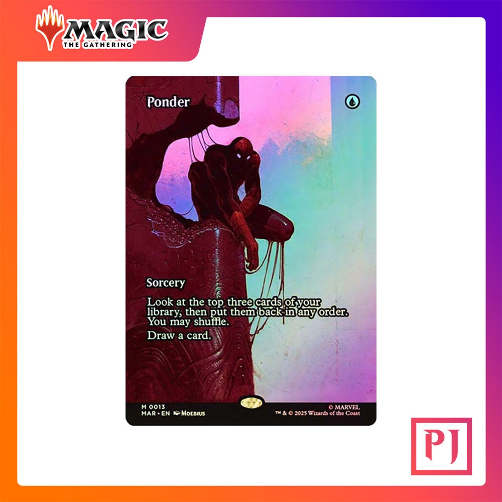 [MTG] Ponder (Borderless) [MAR] [BLUE] [MYTHIC] [FOIL] [ENG] (การ์ดเม ...
