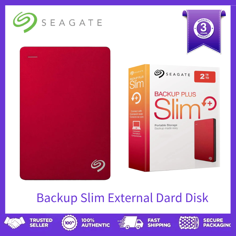 1TB 2TB 4TB External Hard Disk Seagate Backup Plus Slim red USB3.2 HDD ...