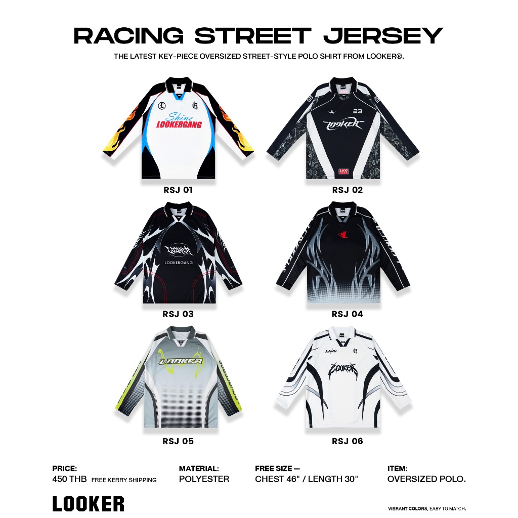 LOOKER RACING STREET JERSEY เสื้อโปโลแขนยาว | Shopee Thailand