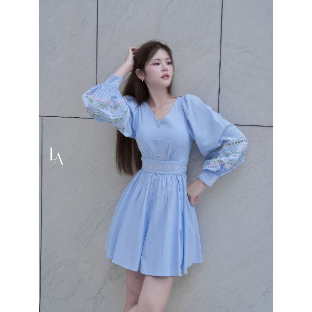 [LALAPIS ] มินิเดรส สกาย ออฟเลิฟ วินเทจ (LA358) | Shopee Thailand