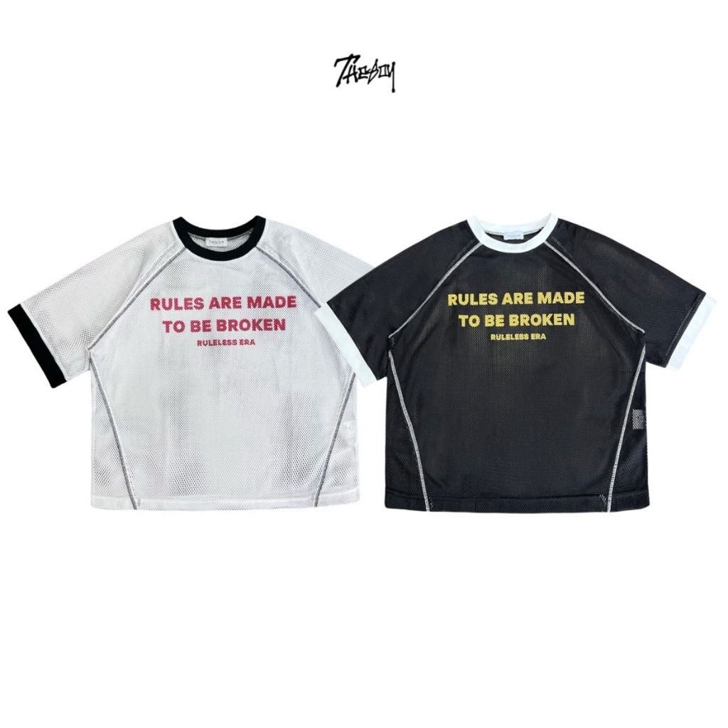 THEBOY-IGNORE THE RULES เสื้อทรงครอปตาข่าย | Shopee Thailand
