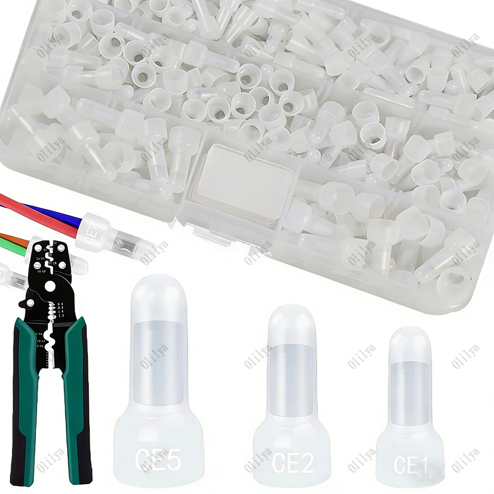 หัวหมวกต่อสายไฟ แบบย้ำ CE1 CE2 CE5 250ตัว หัวหมวก ต่อสายไฟ หัวหมวกย้ำ ...