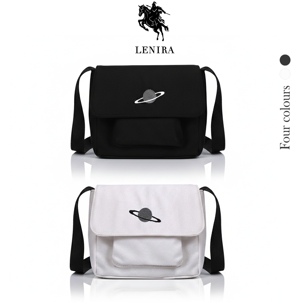 Lenira(B1618) กระเป๋าสะพายข้าง ผ้าแคนวาส ใบเล็ก ปักลายอวกาศ | Shopee ...