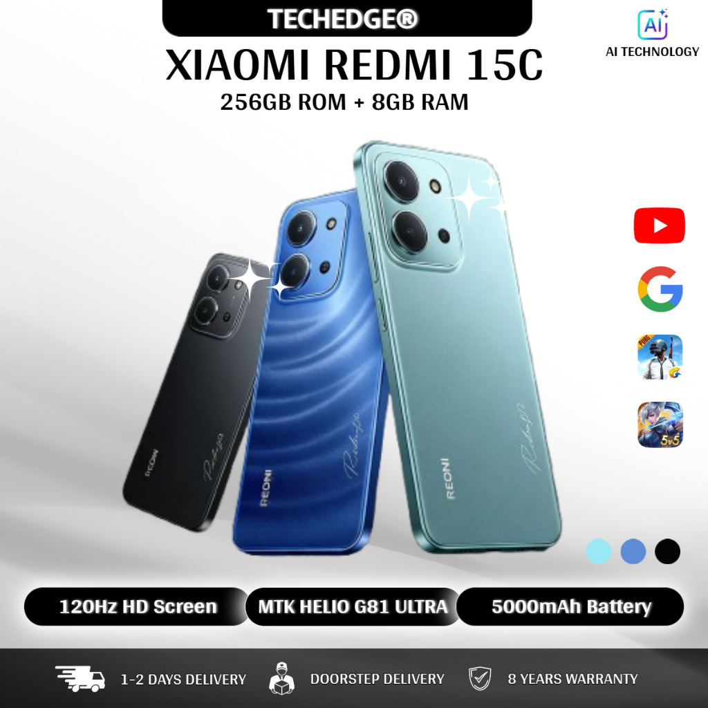 🔥HOT🔥 Xiaomi Redmi 15C (8GB+256GB) จอแสดงผล FHD 6.9 นิ้ว 120Hz กล้อง AI ...