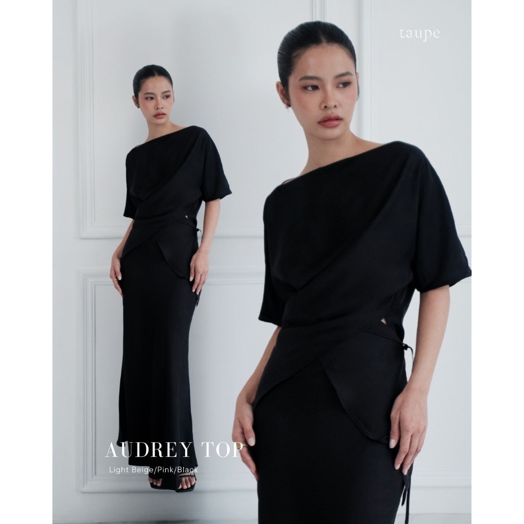 Taupe.brand - Audrey top เสื้อซาตินคอปาดผลิตจากผ้าพรีเมียม ดีไซน์ปลาย ...