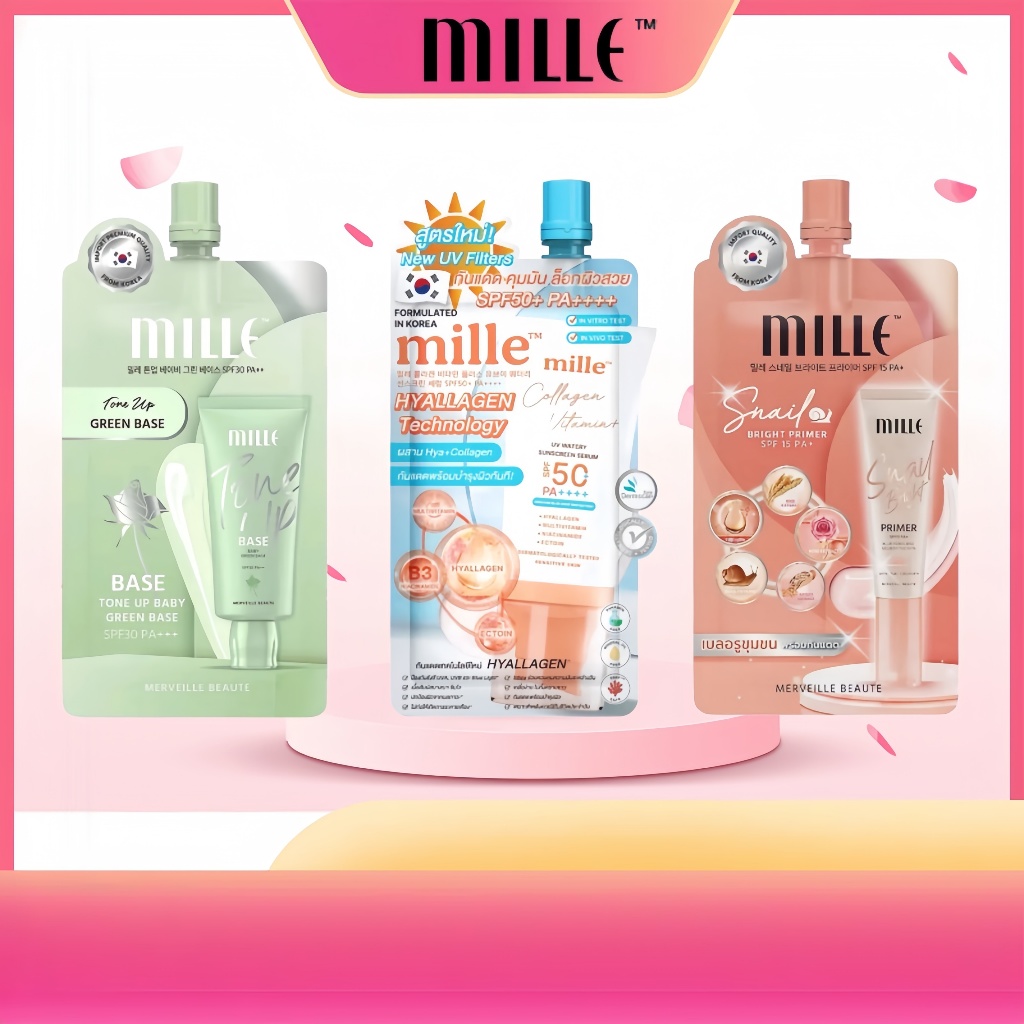 MILLE เบสเขียว TONE UP BABY GREEN BASE SPF30 PA++ (6g) | Shopee Thailand