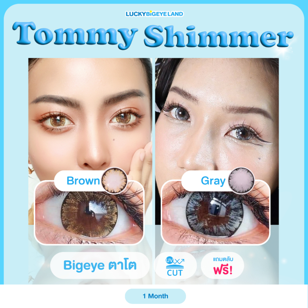 คอนแทคเลนส์ Shimmer Gray / Brown (Lovely) ขนาดบิ๊กอาย 💙 ลายเกล็ดหิมะ ...