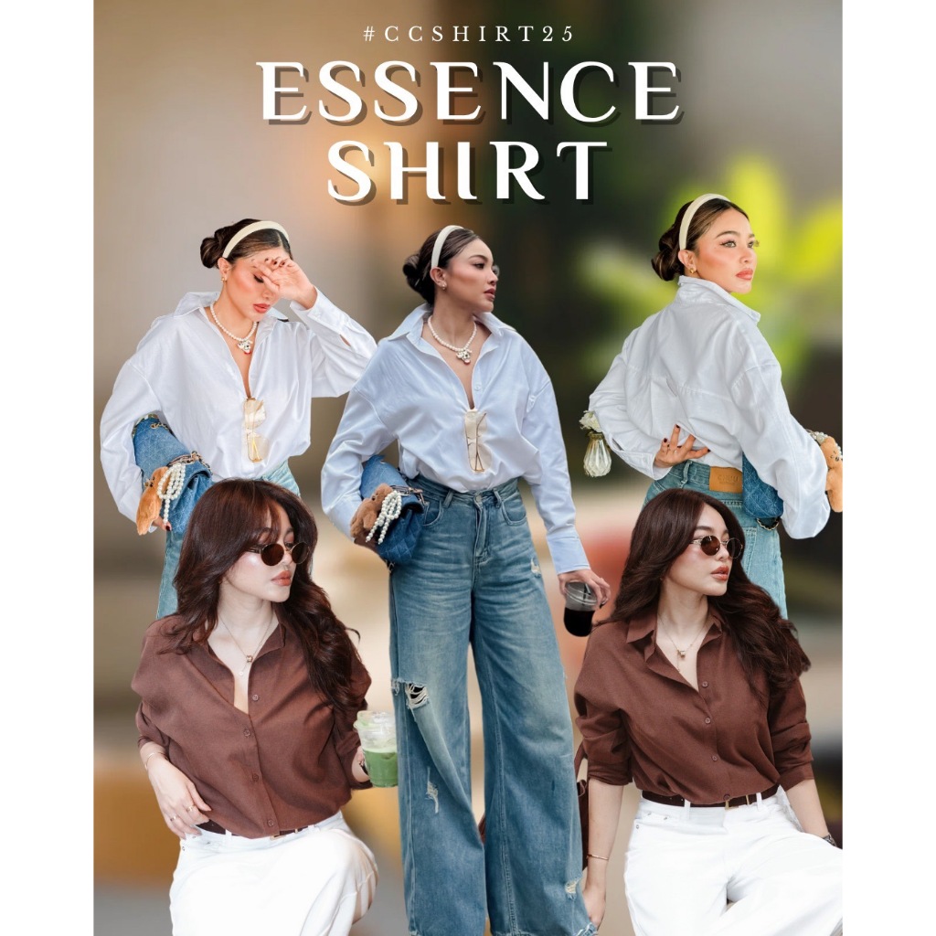 Essence Shirt [พร้อมส่งวันอังคารที่ 23/09/68 สีน้ำตาล *New Color สีดำ ...